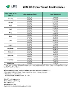 2023 IRIS Vendor Transit Ticket Schedule – iLIFE Financial Management ...