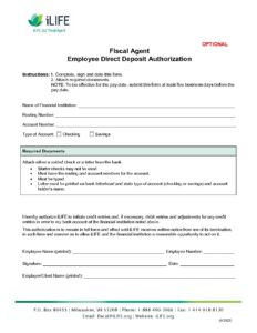 Direct Deposit Form – Fiscal Agent – iLIFE Financial Management Services