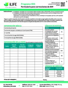 EVV Corrections Form IRIS Spanish – iLIFE Financial Management Services