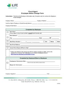 Employee Status Change Form – Fiscal Agent – iLIFE Financial Management ...
