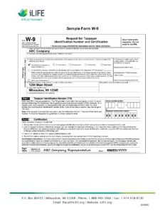 Sample Form W-9 – iLIFE Financial Management Services