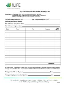 IRIS Mileage Log – Blank – iLIFE Financial Management Services