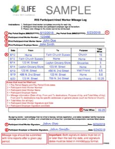 IRIS Mileage Log – Sample – iLIFE Financial Management Services