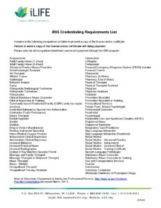 IRIS Vendor Credentialing Requirements – iLIFE Financial Management ...