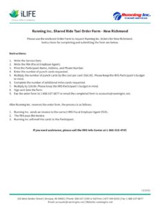 RunningInc Order Form New Richmond – iLIFE Financial Management Services