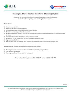 RunningInc Order Form Shawano – iLIFE Financial Management Services