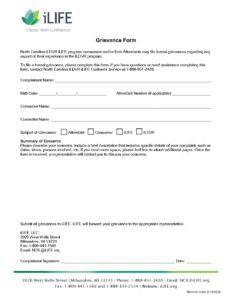 NCIL-Grievance Form – iLIFE Financial Management Services