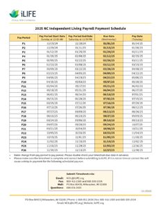 NCIL Payroll Schedule 2025 – iLIFE Financial Management Services