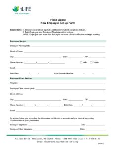 New Employee Setup Form – Fiscal Agent – iLIFE Financial Management ...