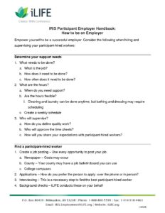 Participant Employer Handbook – iLIFE Financial Management Services
