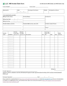 Vendor Claim Form – Fillable – iLIFE Financial Management Services
