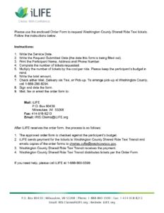 Washington County Shared Ride Taxi Form – iLIFE Financial Management ...